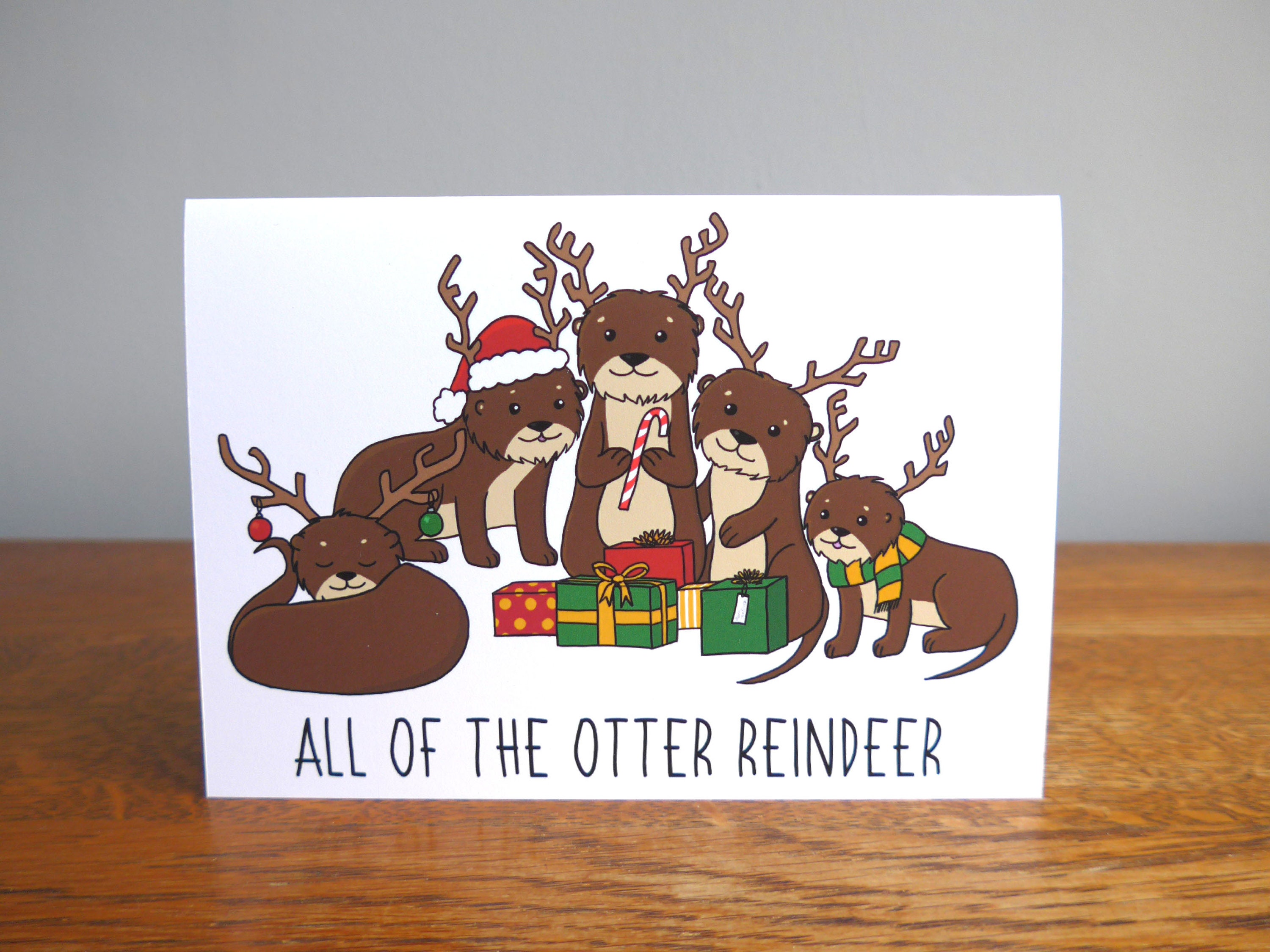 Cute Otter Christmas Pun Card all of the Otter Reindeer River Otter ...