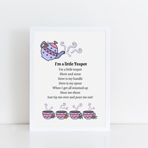 Nursery Rhyme Prints, Kids Wall Art, Twinkle Little Star , Itsy Bitsy ...