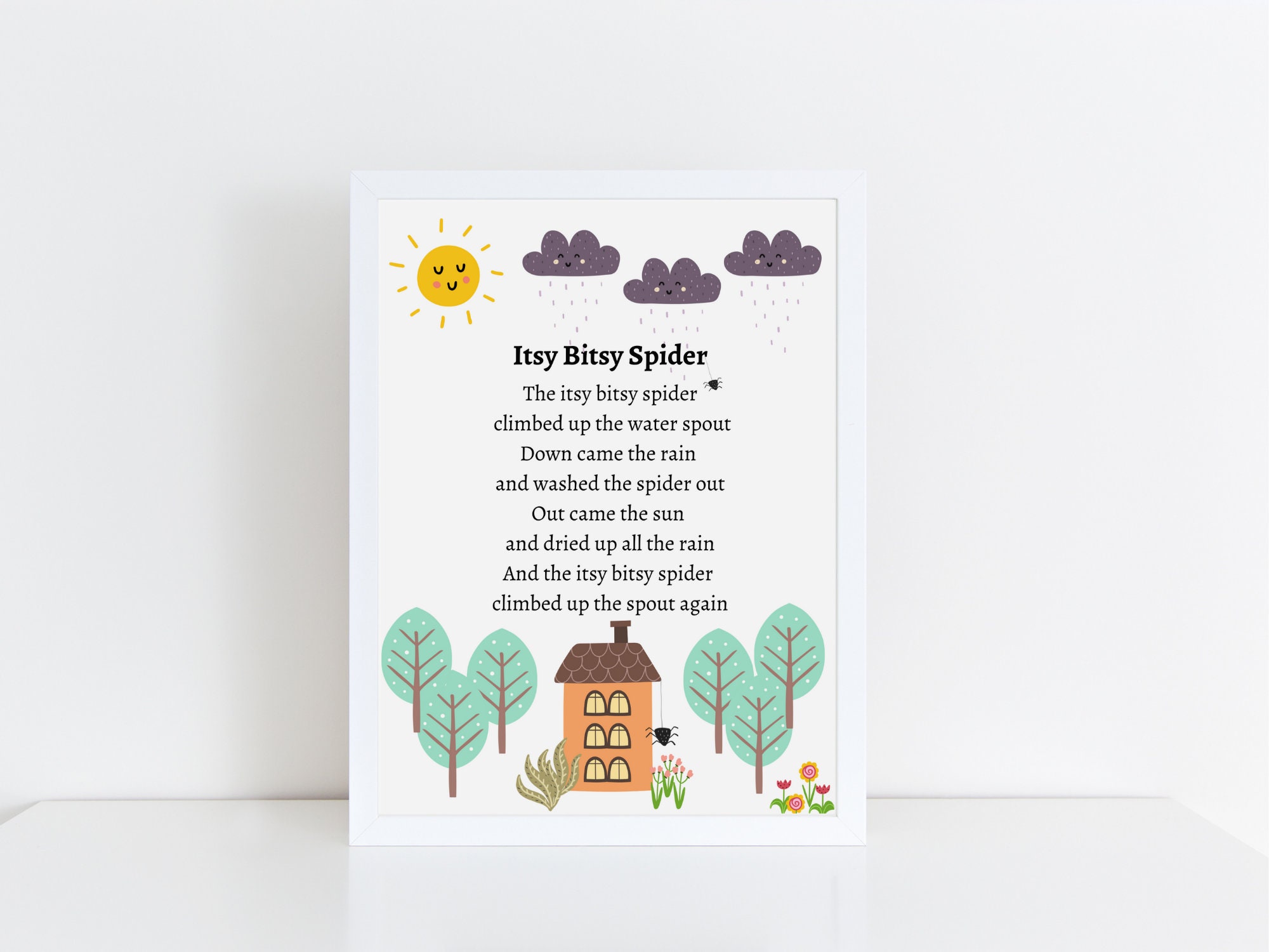 Nursery Rhyme Prints, Kids Wall Art, Twinkle Little Star , Itsy Bitsy ...