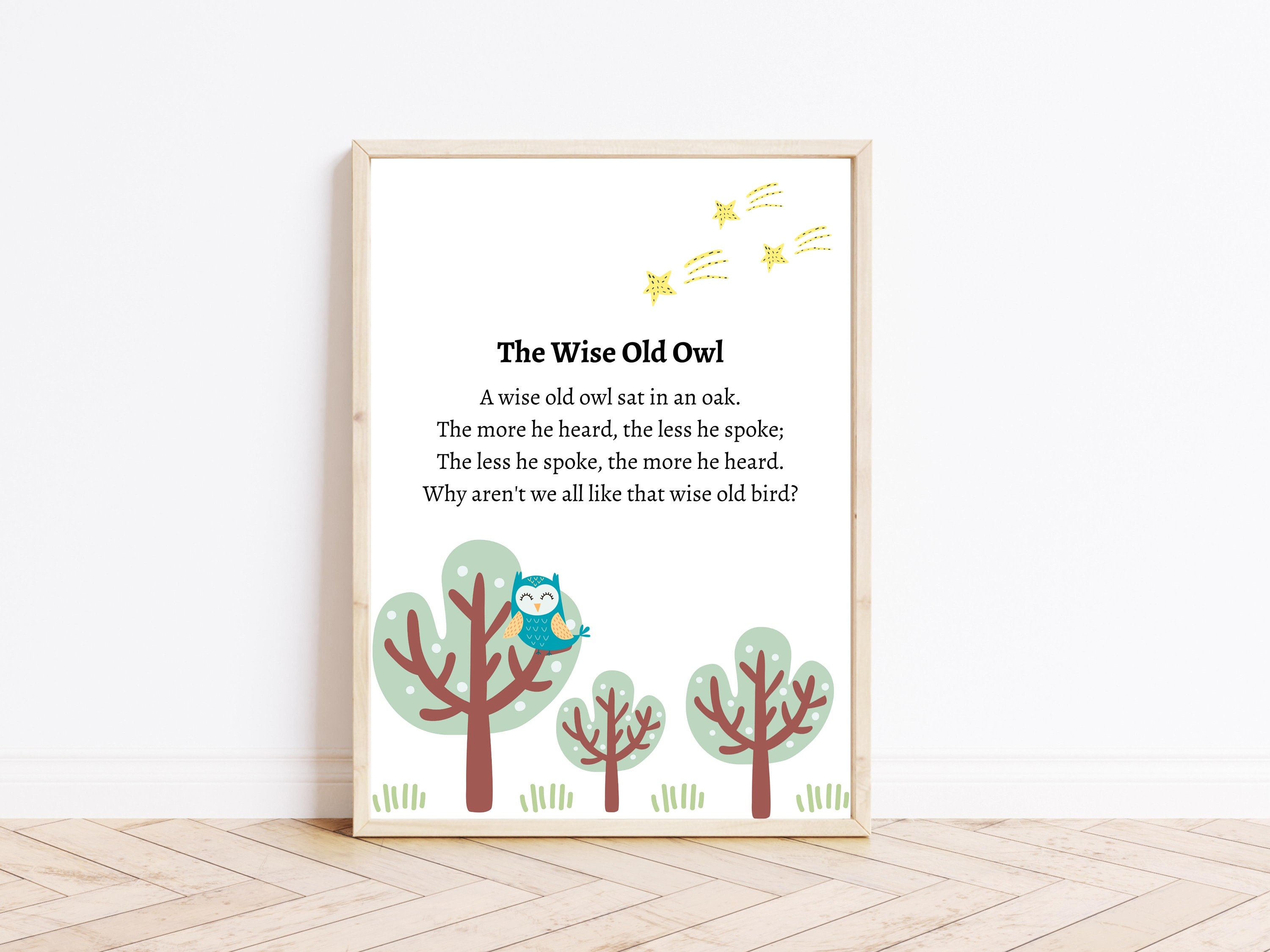 Wise Old Owl, Nursery Rhyme, Fun Nursery Decor, Fun Kids Decor, Fun ...