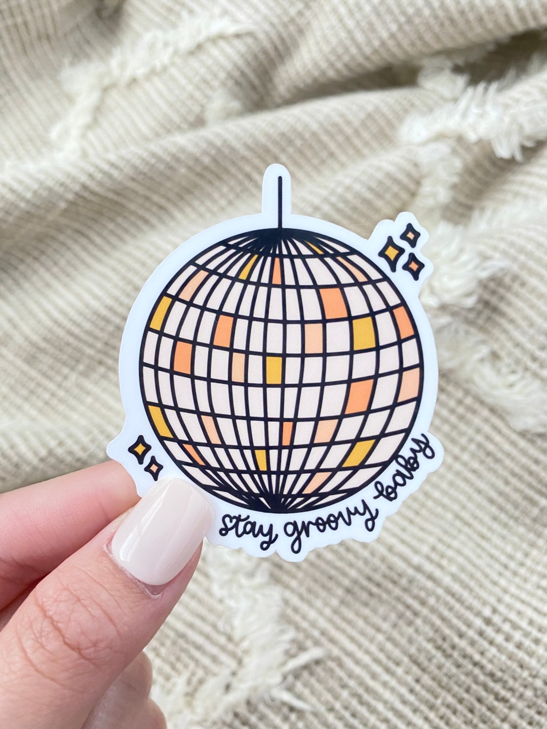 Stay Groovy Baby Disco Ball Sticker Die Cut Sticker Laptop, Phone ...