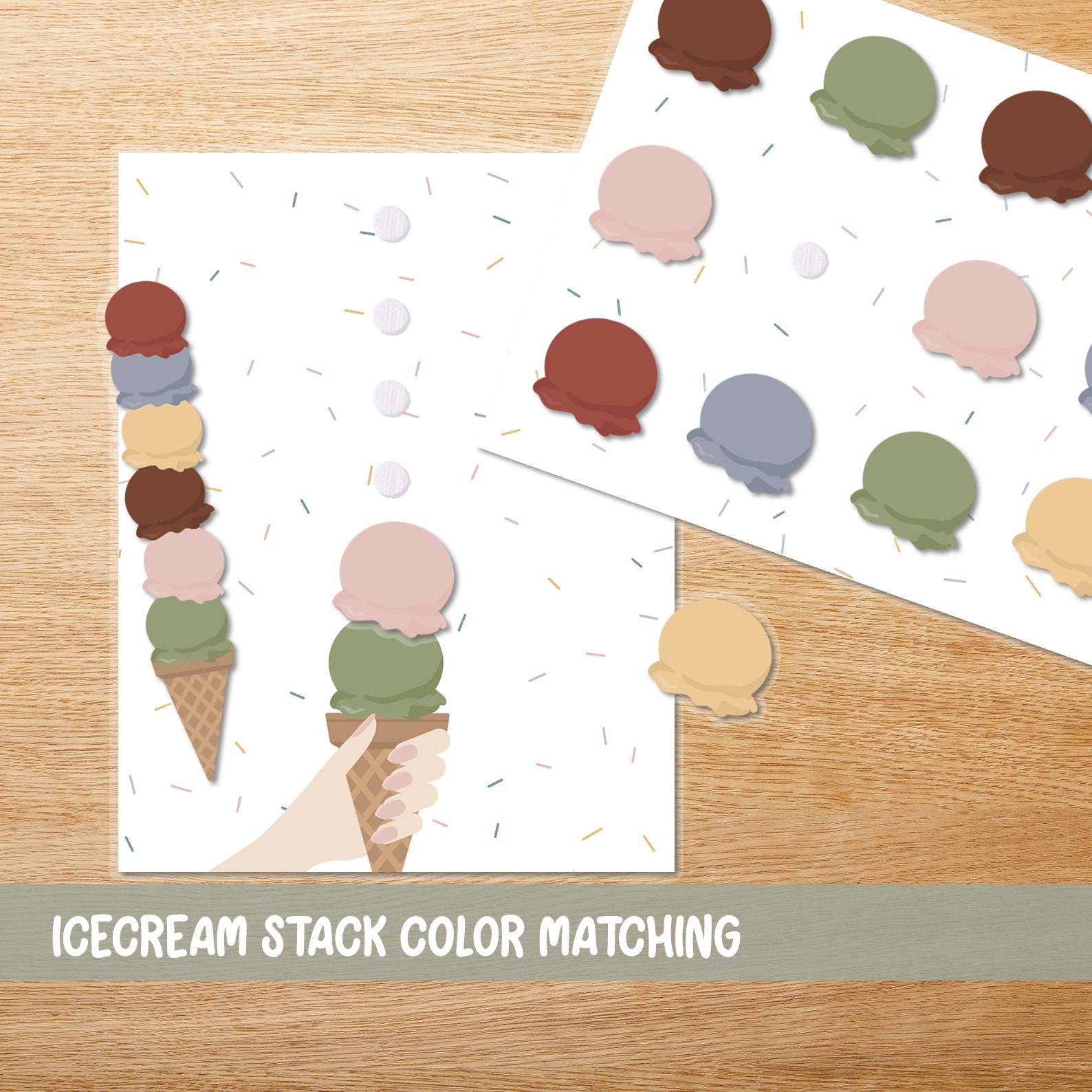 Icecream Stack Color Matching Printable Download Homeschool - Etsy