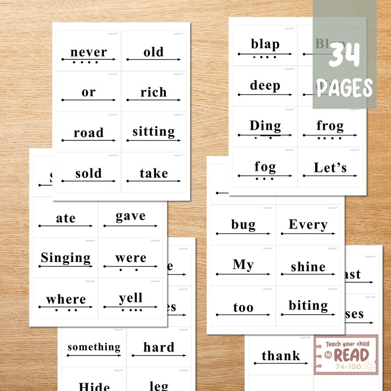Teach Your Child to Read in 100 Easy Lessons Flashcards : Lessons 74 ...