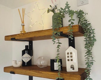 Rustic Floating Shelves Handcrafted Using Solid Wood 21.5cm - Etsy