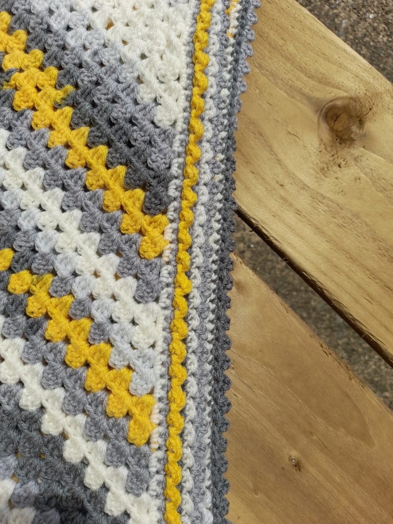 Grey and Yellow Crochet Blanket. Crochet Throw. Handmade Blanket. - Etsy