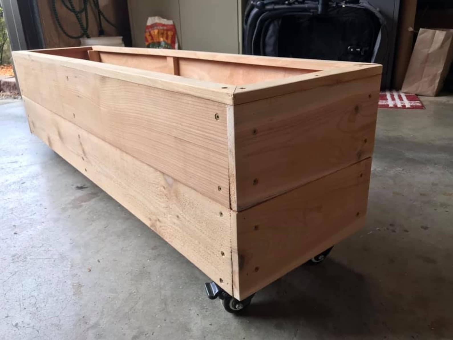 Wanderer's Cedar Garden Box on Casters wheels - Etsy Canada