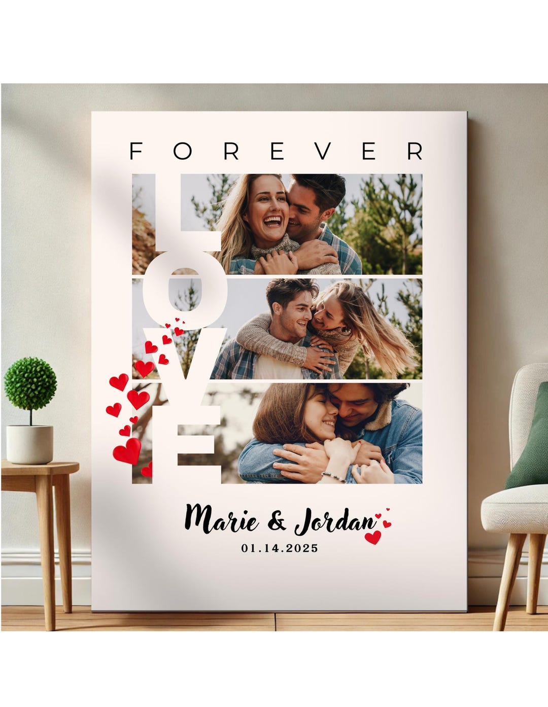 Personalized Couple Photo Collage Canvas Print: Anniversary, Wedding ...