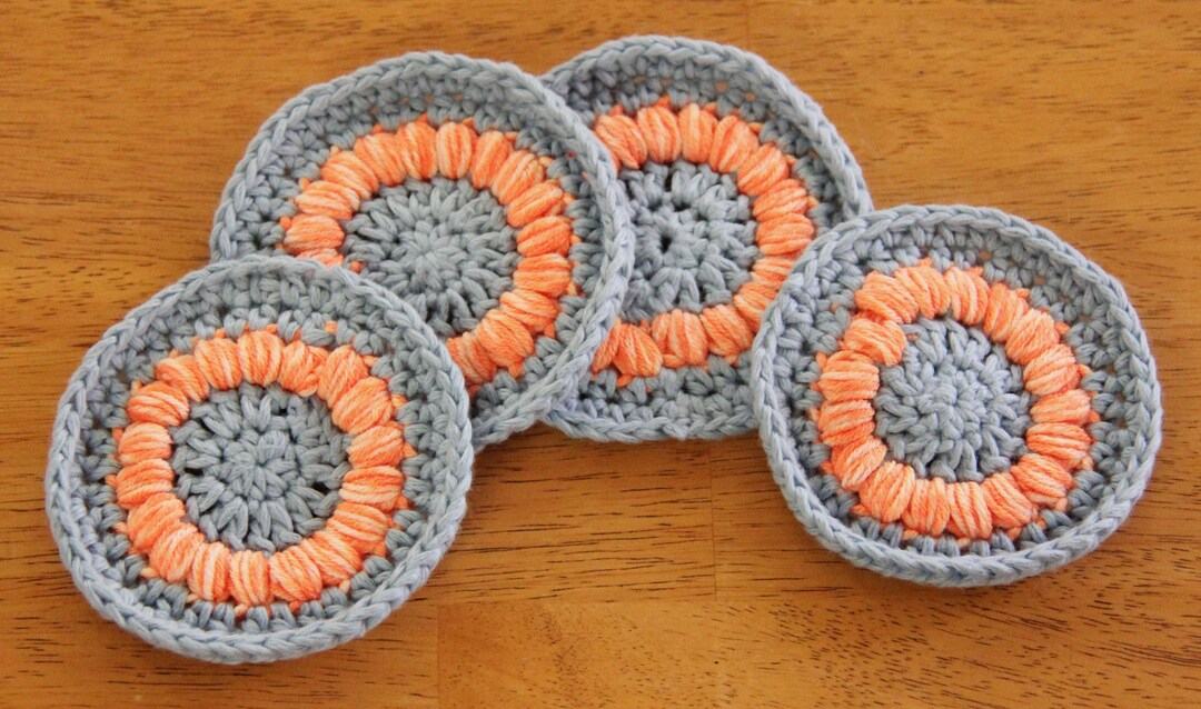 Handmade Crochet Sunrise Coasters, Set of 4, Crochet Coasters, Home ...