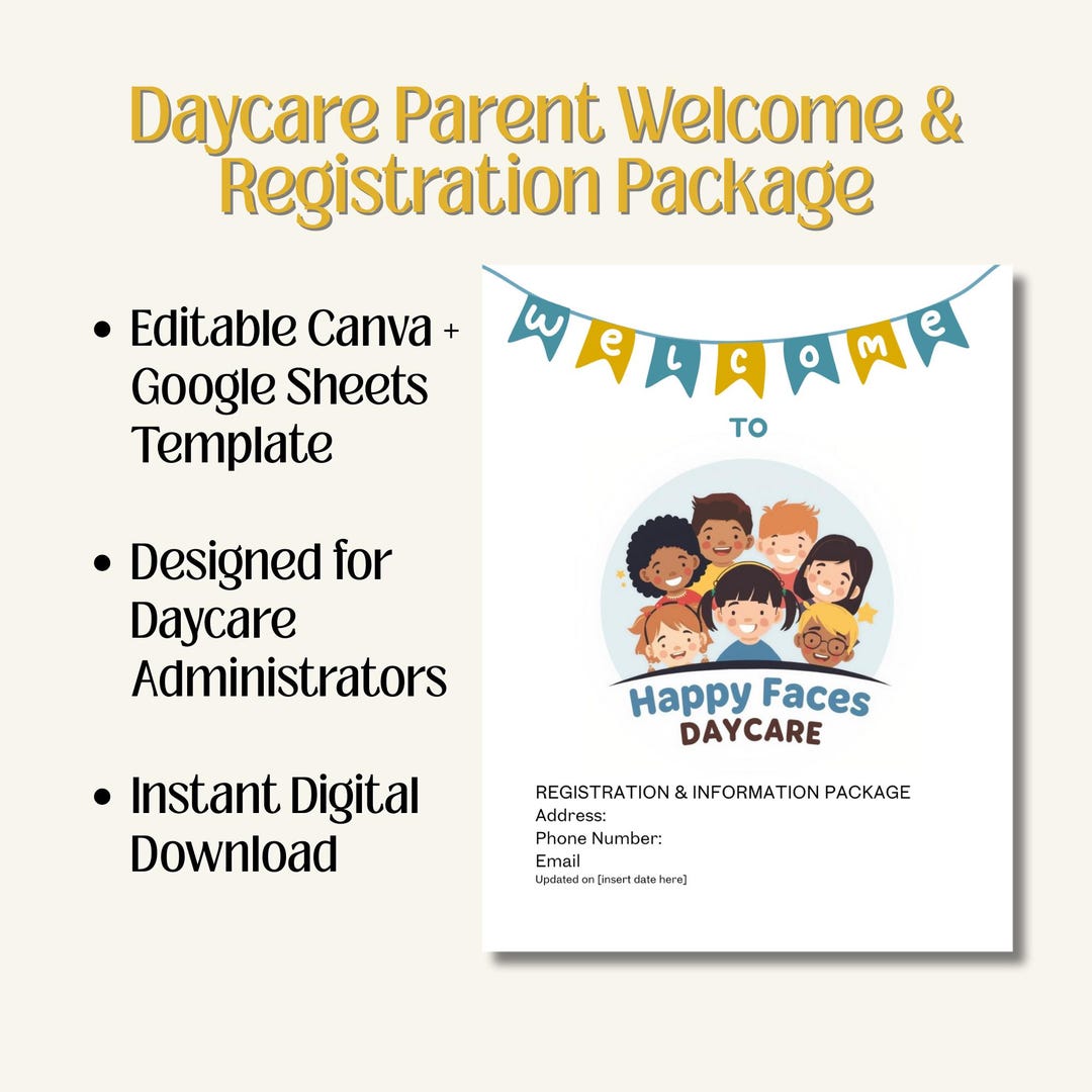 Daycare Parent Welcome & Registration Package | Editable Canva ...