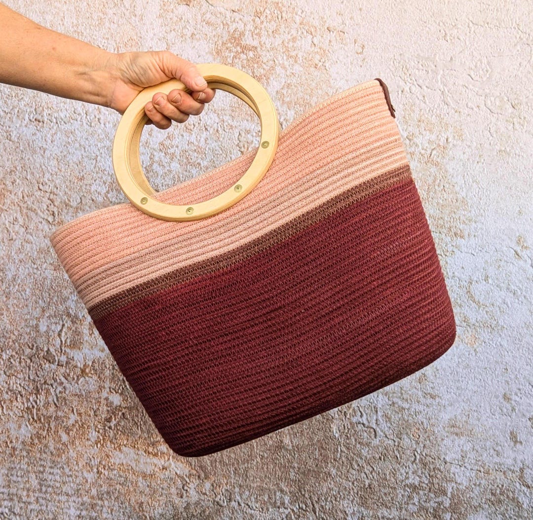 Unique Rope Tote, One of A Kind, Rope Tote, Knitting Bag, Purse, Fall ...