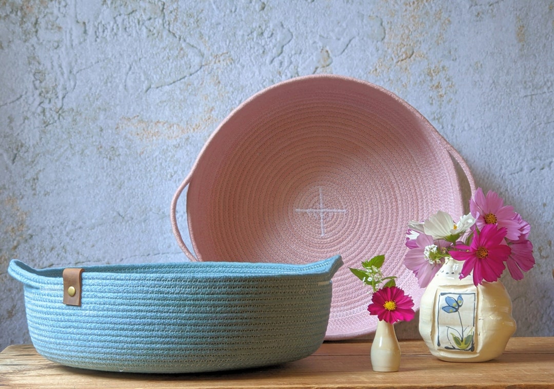 Rope Basket, 16 Hand-dyed Colors, Rope Tray, Hand-made in Maine, Living ...