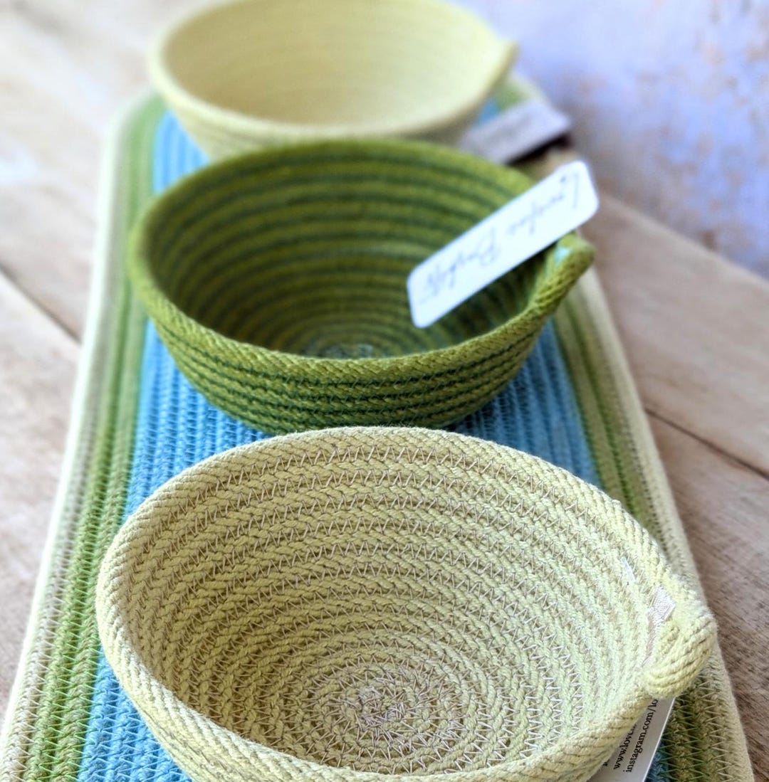 Small Rope Basket,16 Hand-dyed Colors, Trinket Basket, Rope Ring Basket ...