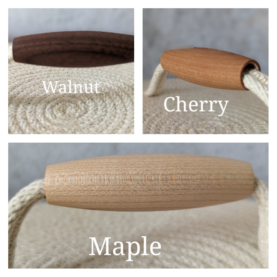 Hand Dyed Rope Bread Basket With Wood Handles - French Cottage - Etsy