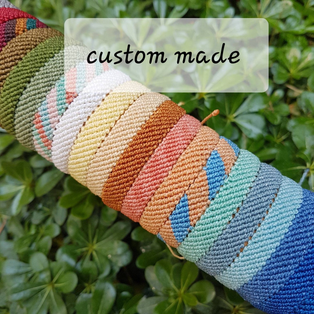 Flat Braided Macrame Bracelet in Your Size and Color: Adjustable ...