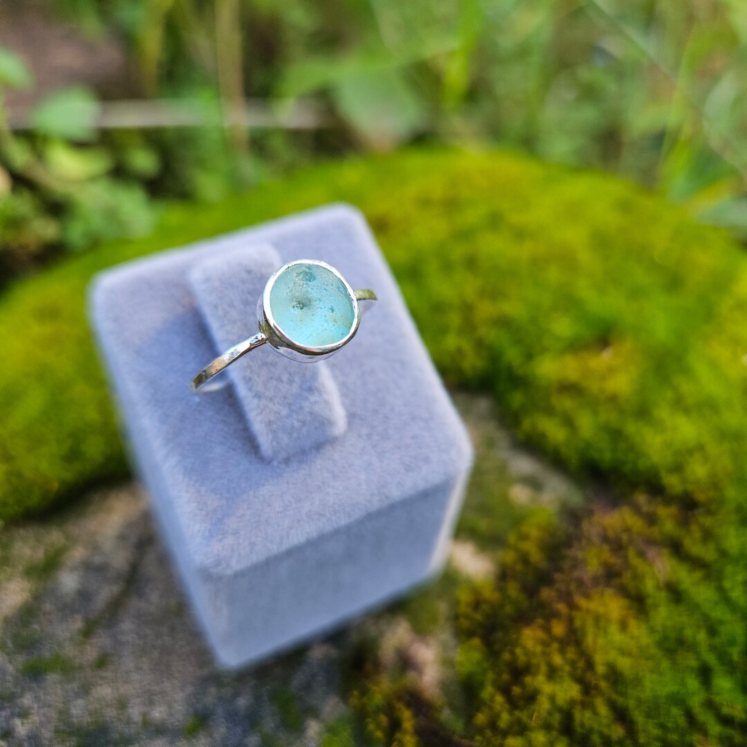 Ocean Ring, Bezel Sea Glass Ring, Mermaid Ring, Sea Glass Ring Size 7 3 ...