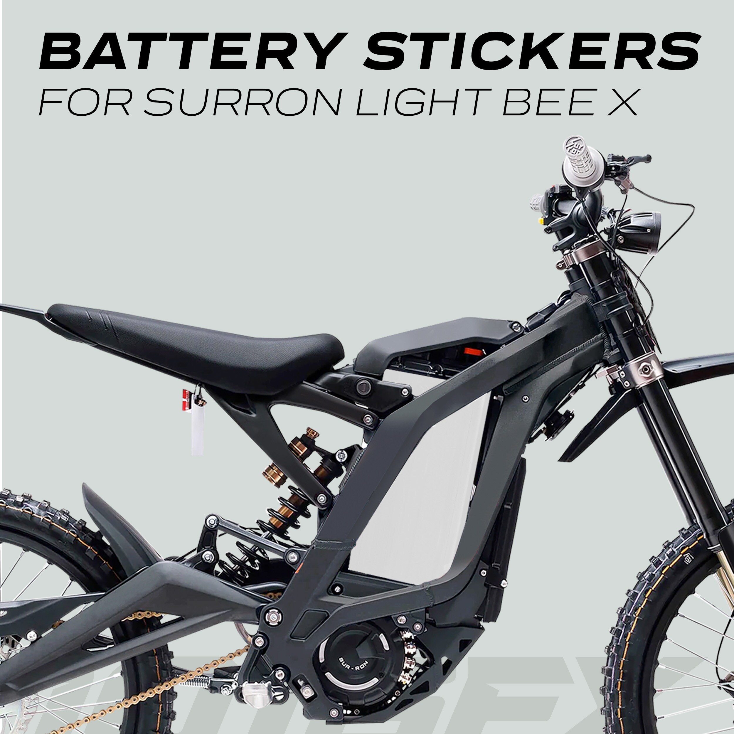 Surron Light Bee X Battery Stickers SOLID WHITE Decals, Graphics Kit ...