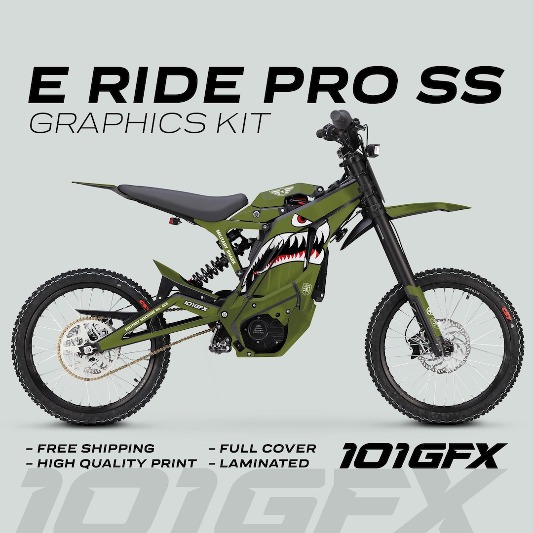 E Ride Pro SS Graphics Kit MILITARY OLIVE Black Decals Stickers ...
