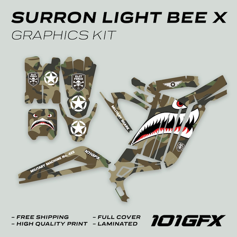 Surron Light Bee X Graphics Kit MILITARY SHARK CAMO Decals - Etsy