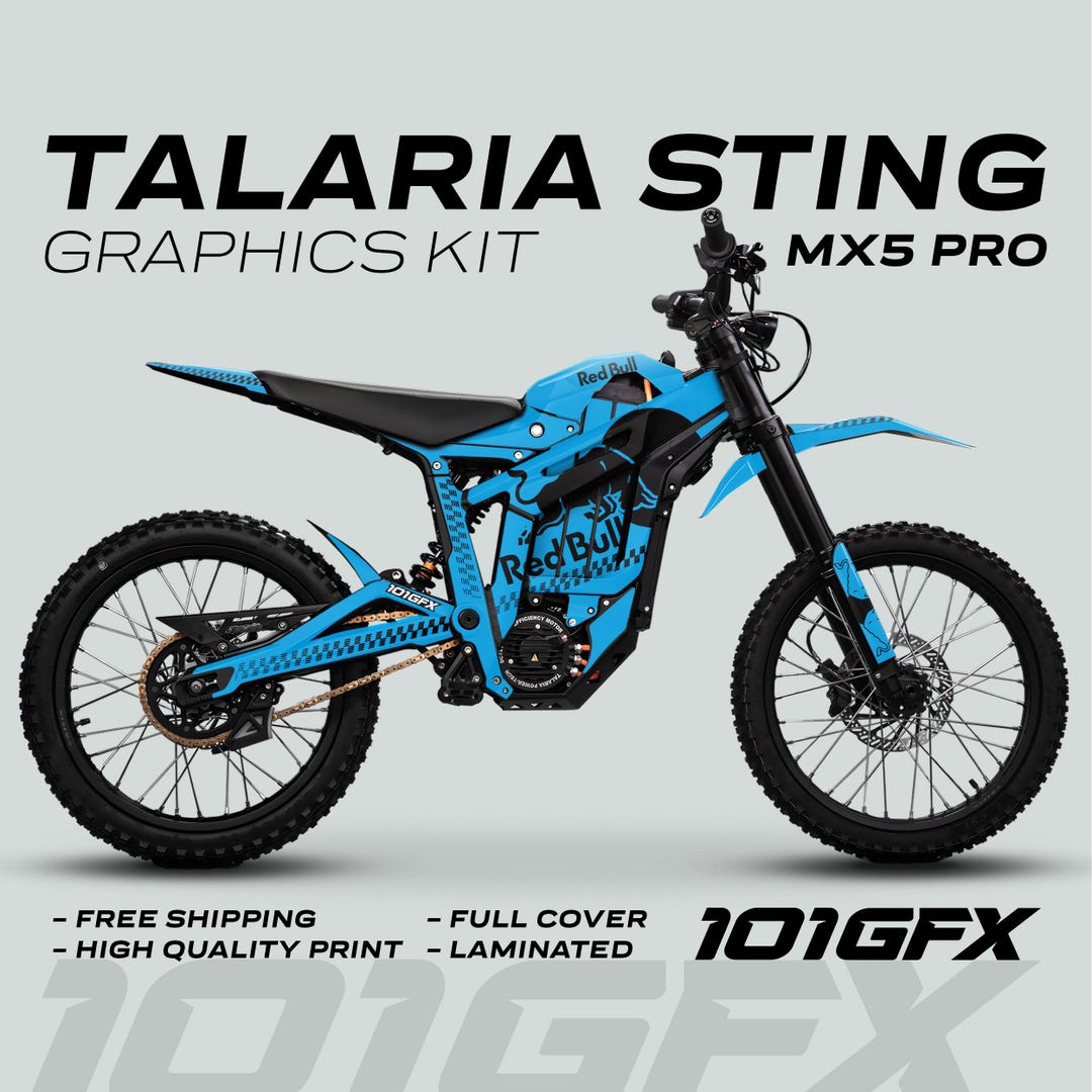 Talaria Sting MX5 PRO Graphics Kit RBULL MONO Cyan Black Decals ...