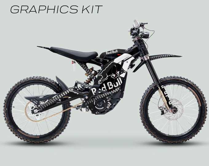 Surron Ultra Bee Graphics Kit FOX RACE LINE Grey Orange Decals Stickers ...