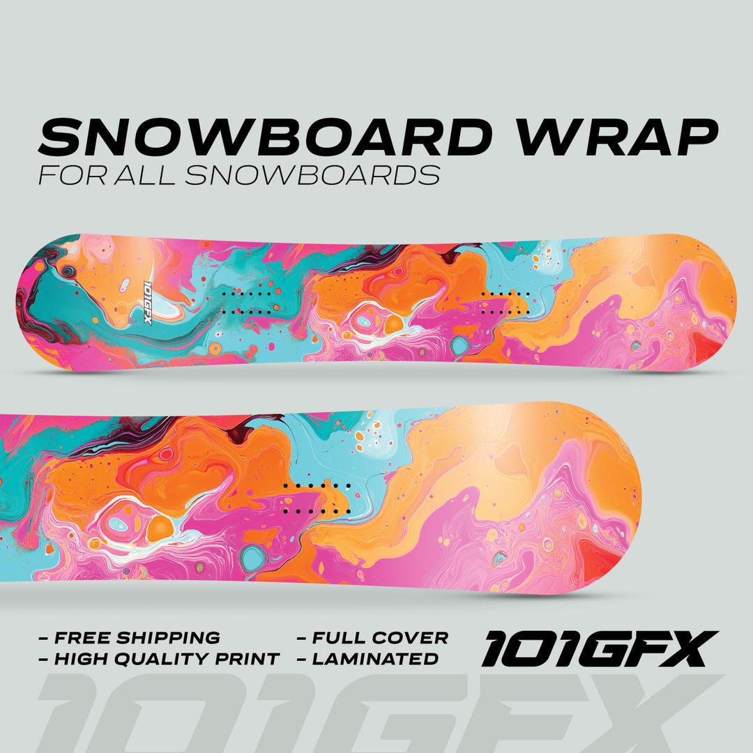 Snowboard Wrap FLUID PINKY Snowboard Sticker Skin Decals Stickers - Etsy