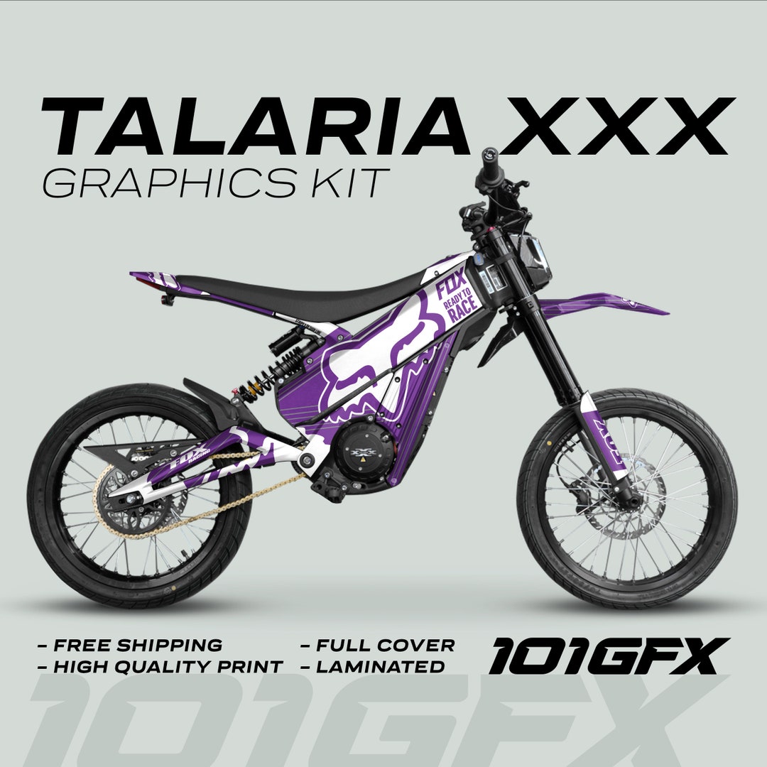 Talaria XXX Graphics Kit FOX STRIPES Purple White Stickers Laminated ...