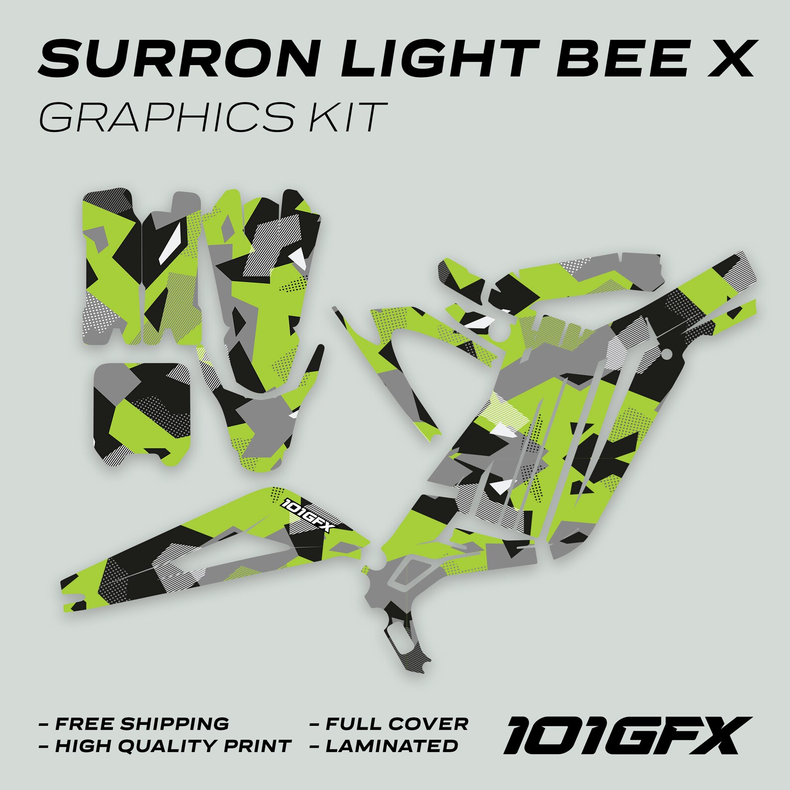 Surron Light Bee X Graphics Kit GEOTECH Green Decals Stickers - Etsy