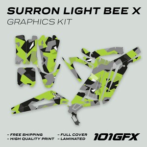 Surron Light Bee X Graphics Kit GEOTECH Green Decals Stickers Laminated ...