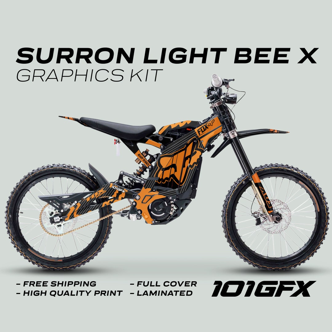 Surron Light Bee X Graphics Kit FOX STRIPES BLACK Orange Decals ...