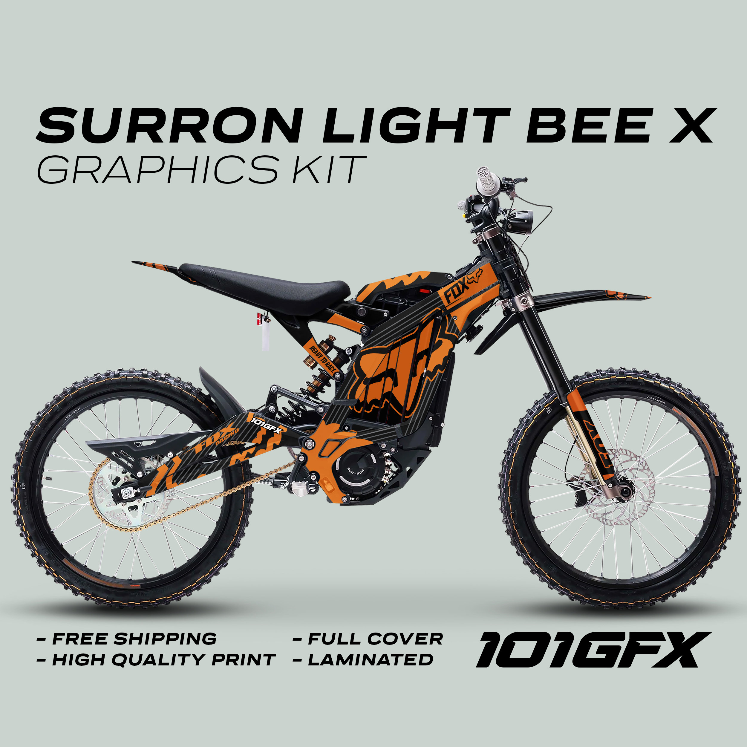 Surron Light Bee X Graphics Kit FOX STRIPES BLACK Orange Decals ...