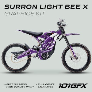 Surron Light Bee X Graphics Kit R BULL MONO PURPLE White Decals ...