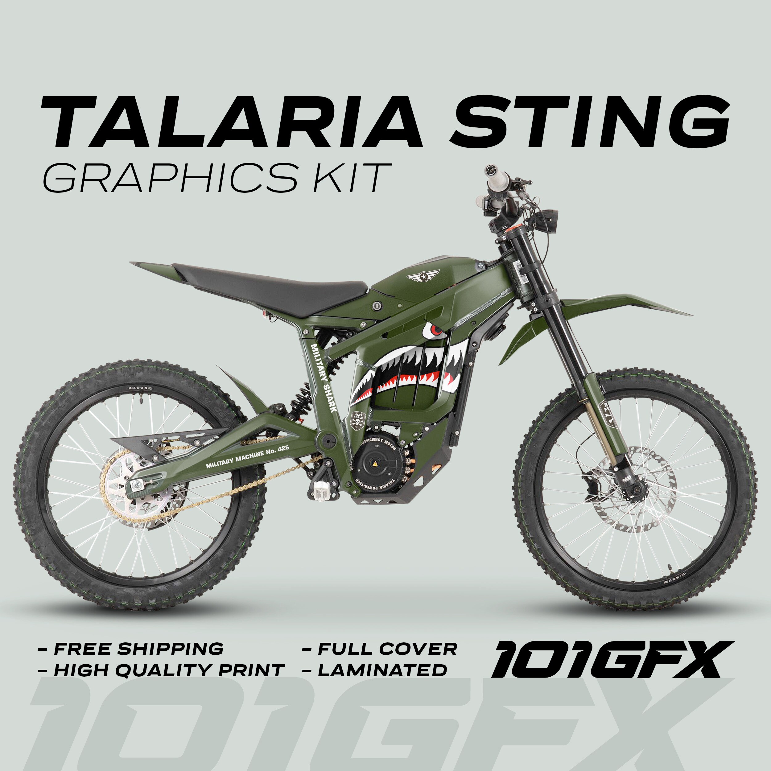 Talaria Sting R Graphics Kit MILITARY SHARK OLIVE Decals Stickers ...