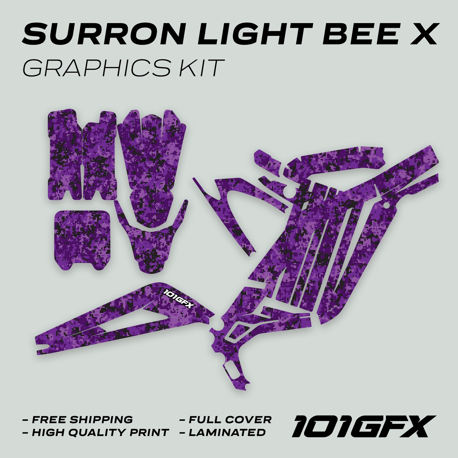 Surron Light Bee X Graphics Kit SQUARE TEK PURPLE Stickers Decals ...