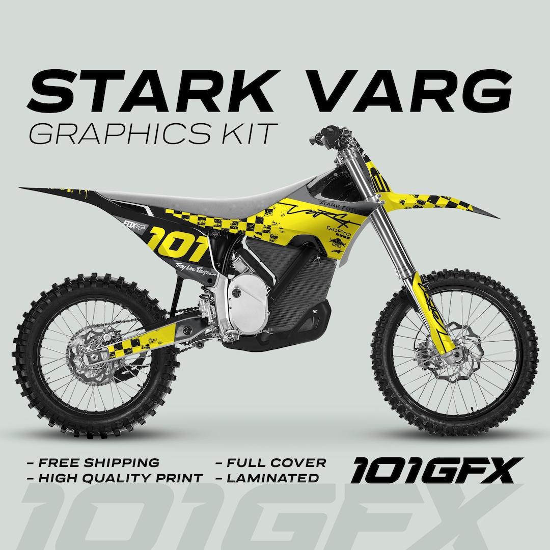 Stark Varg Graphics Kit RACE BLACK YELLOW Decals Stickers Laminated ...