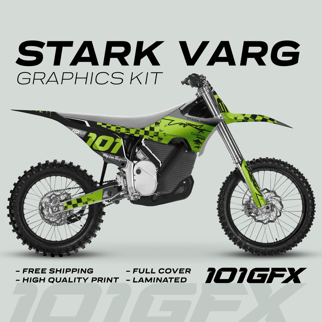 Stark Varg Graphics Kit RACE BLACK GREEN Decals Stickers Laminated Race ...