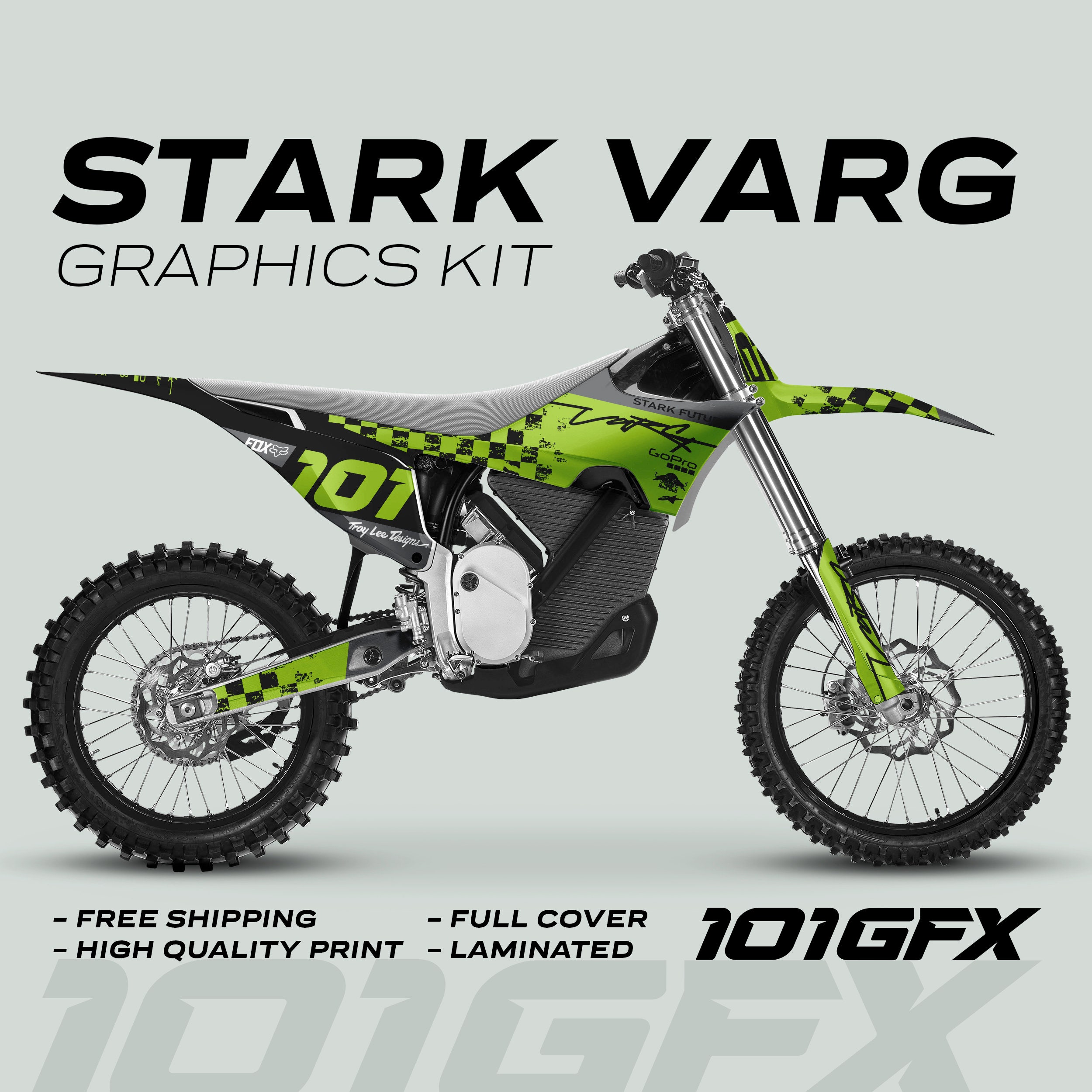 Stark Varg Graphics Kit RACE BLACK GREEN Decals Stickers Laminated Race ...