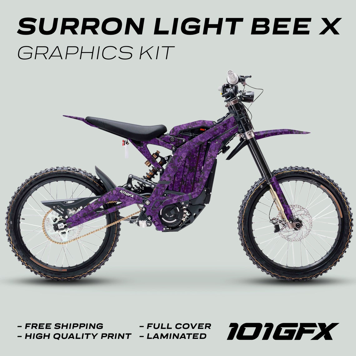 Surron Light Bee X Graphics Kit SQUARE TEK PURPLE Stickers Decals ...