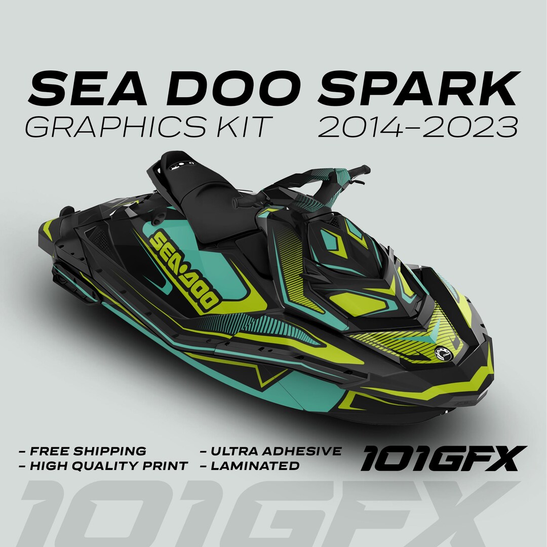 Sea Doo Spark Graphics Kit RACE LINE Mint Green 2014-2023 Sea-doo Spark ...