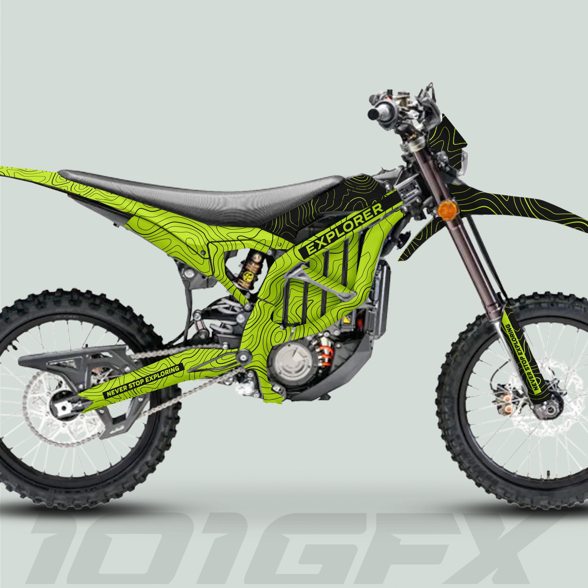 Surron Ultra Bee Graphics Kit EXPLORER GREEN BLACK Explore Altitude ...