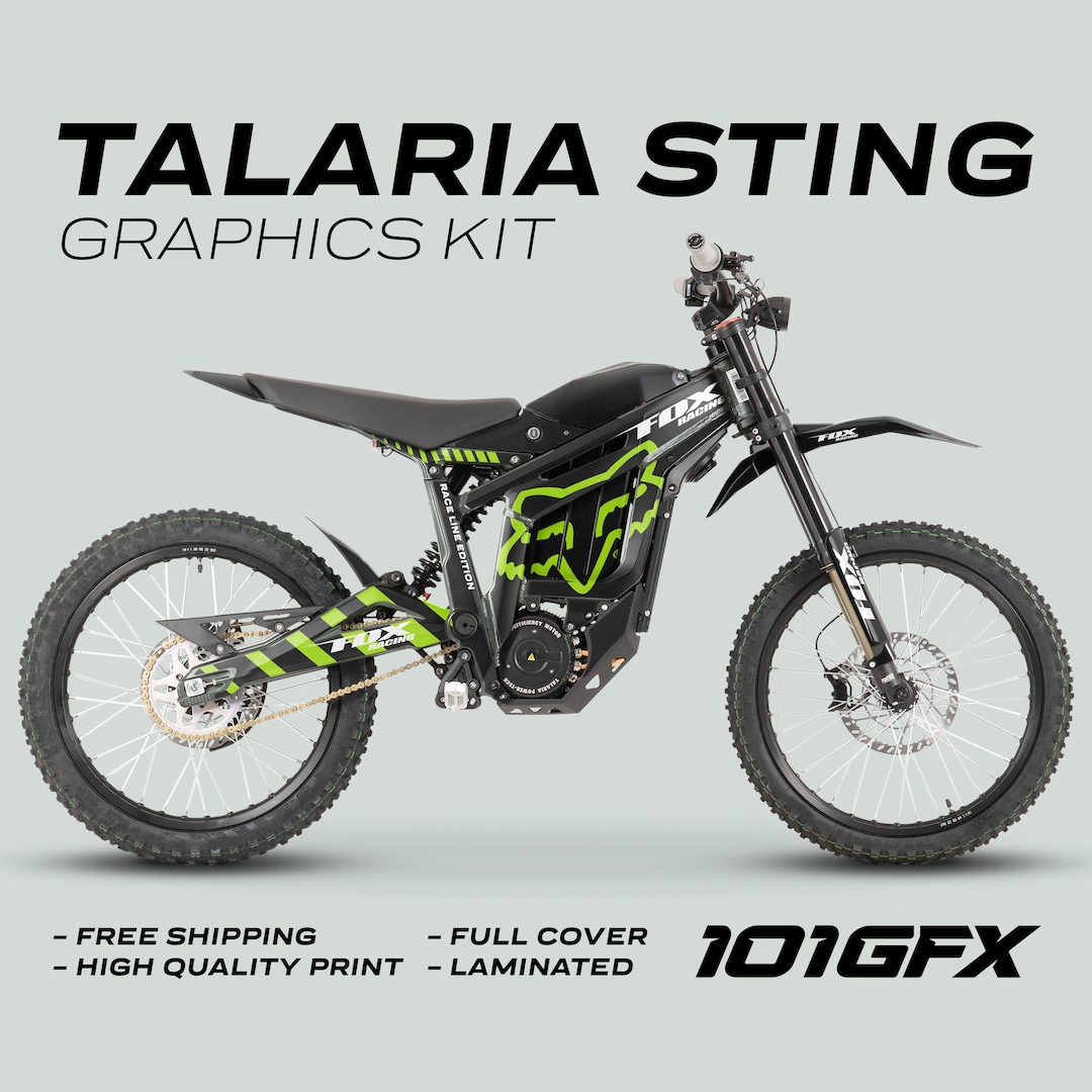 Talaria Sting R Graphics Kit FOX Raceline BLACK GREEN Decals Stickers ...