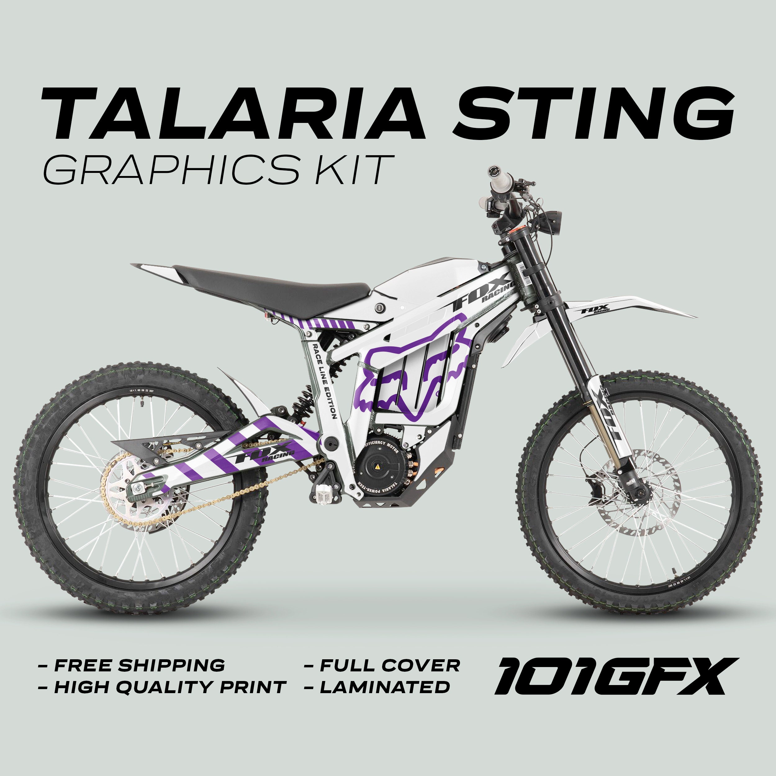 Talaria Sting R Graphics Kit FOX Raceline WHITE PURPLE Decals Stickers ...