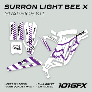 Surron Light Bee X Graphics Kit FOX RACE LINE White Purple Decals ...