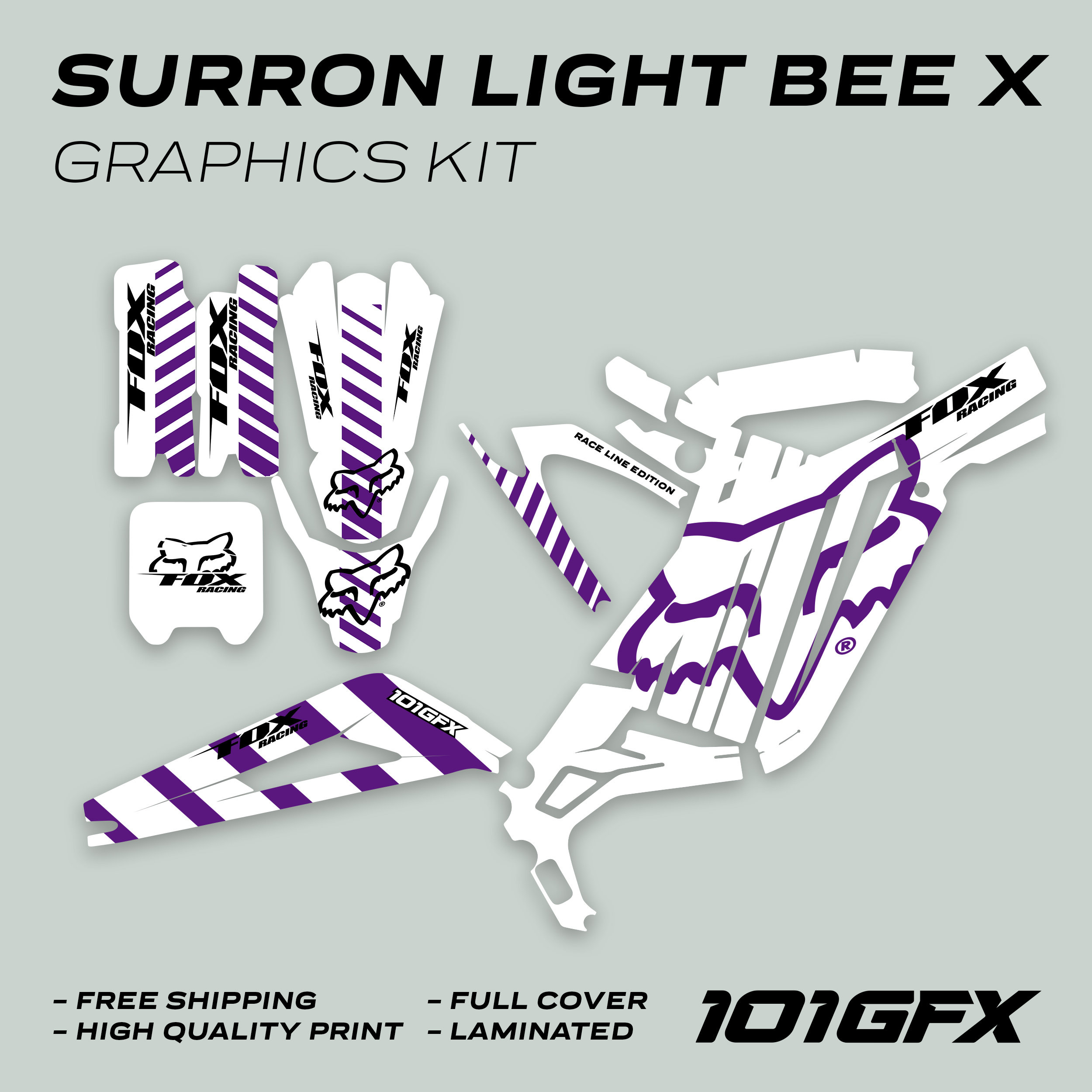 Surron Light Bee X Graphics Kit FOX RACE LINE White Purple - Etsy