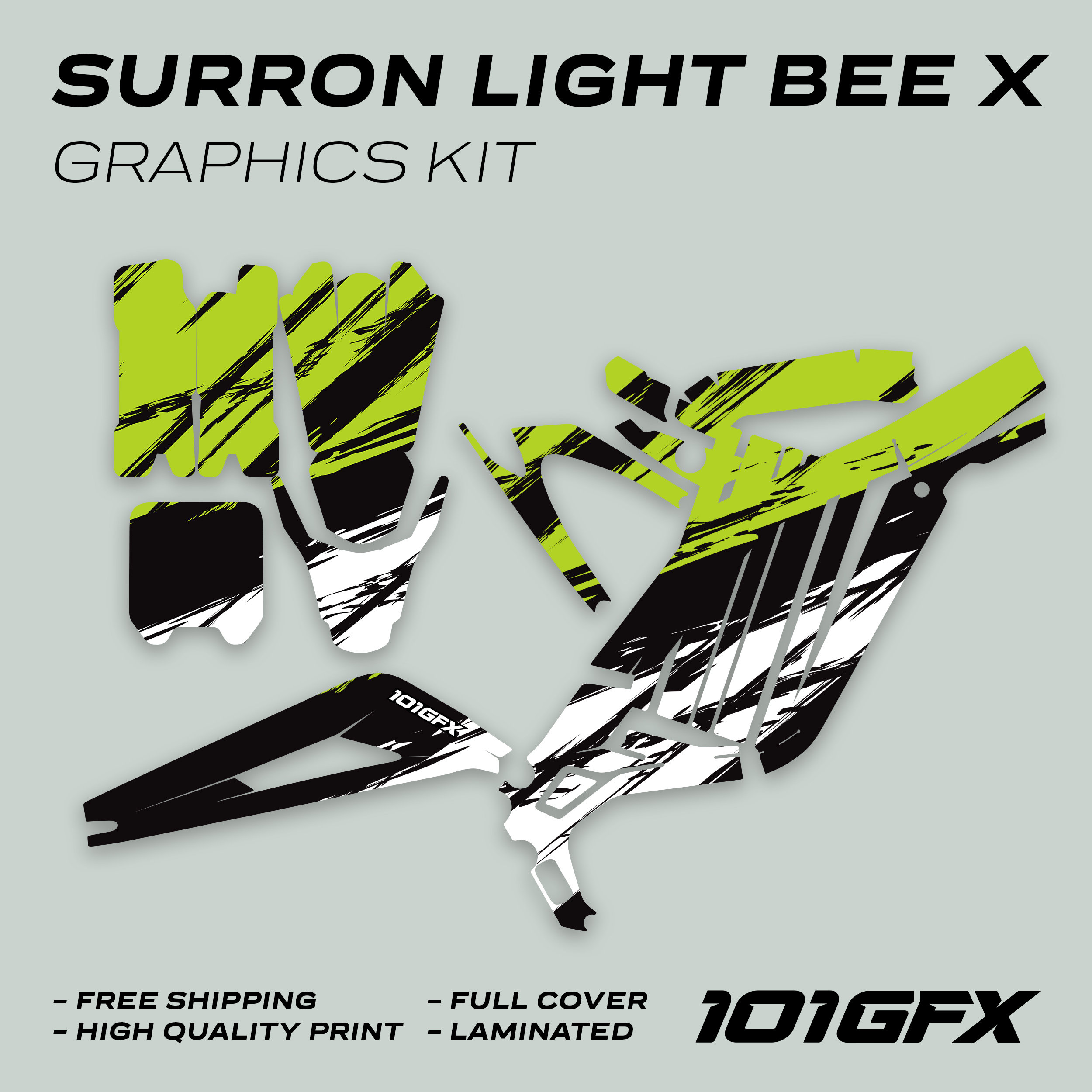 Surron Light Bee X Graphics Kit SLICE BLACK GREEN Stickers Grunge ...
