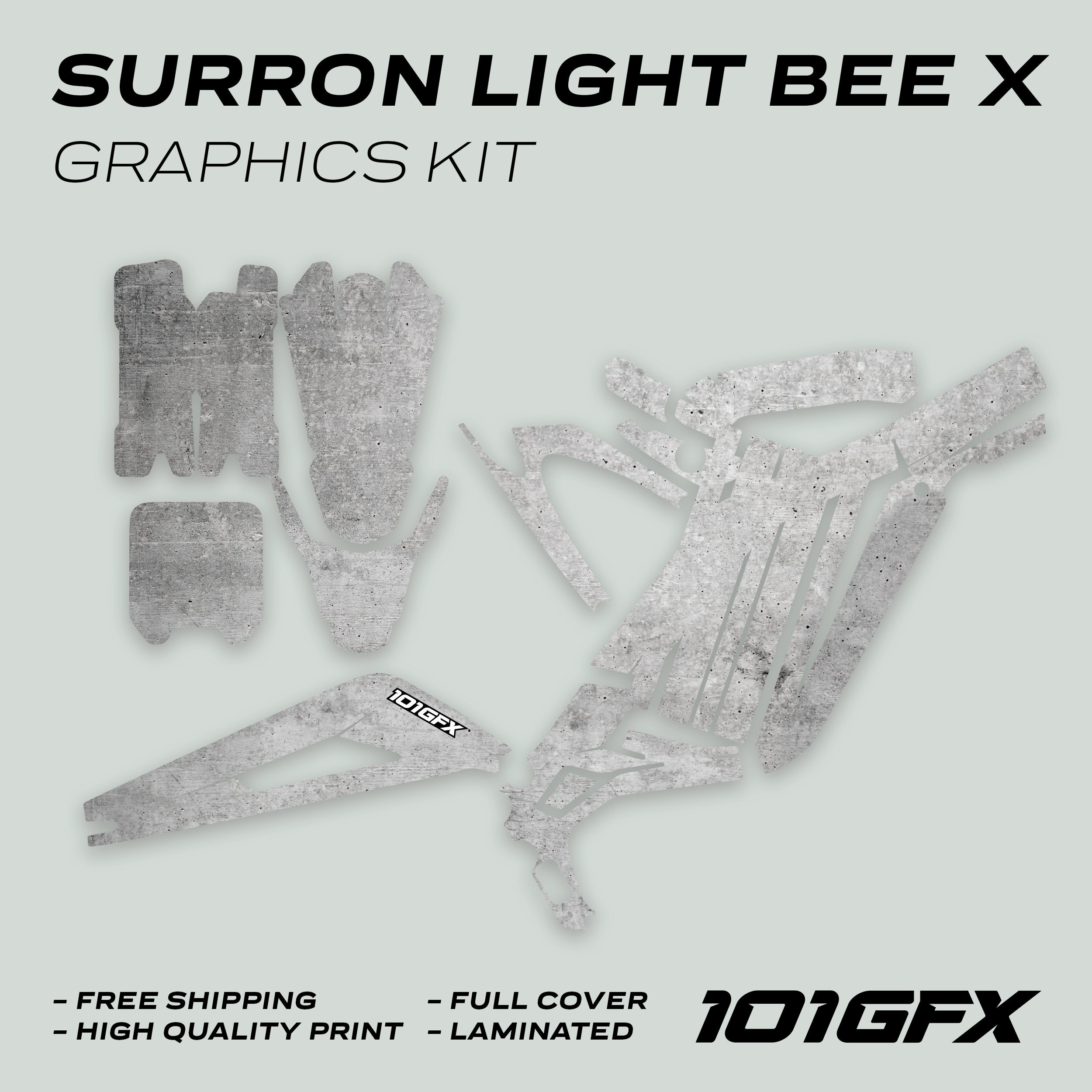 Surron Light Bee X Graphics Kit CONCRETE GREY Decals Stickers Laminated ...