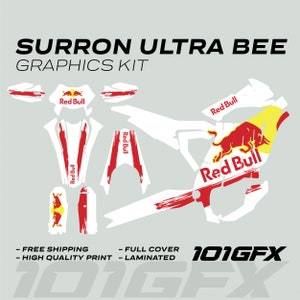 Surron Ultra Bee Graphics Kit R BULL RACE WHITE Decals Stickers ...