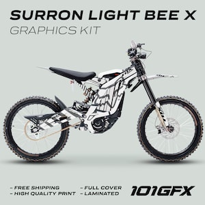 Surron Light Bee X Graphics Kit FOX RACE LINE White Grey Decals ...