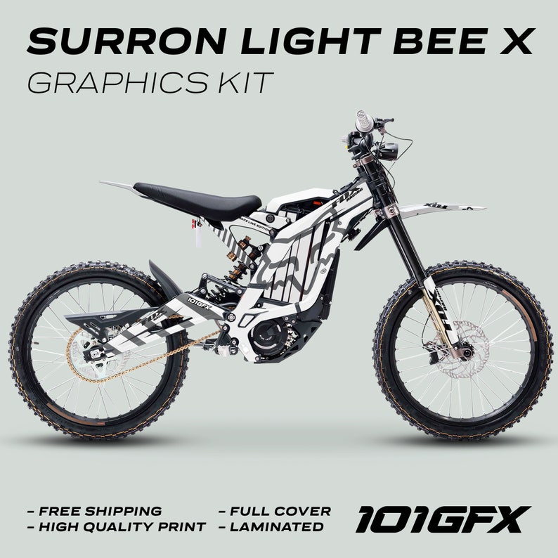 Surron Light Bee X Graphics Kit FOX RACE LINE White Grey Decals ...