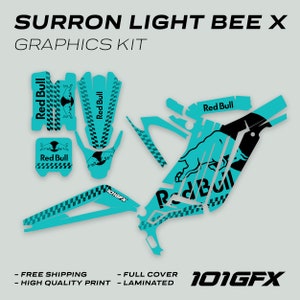 Surron Light Bee X Graphics Kit R BULL MONO MINT Black Decals Stickers ...