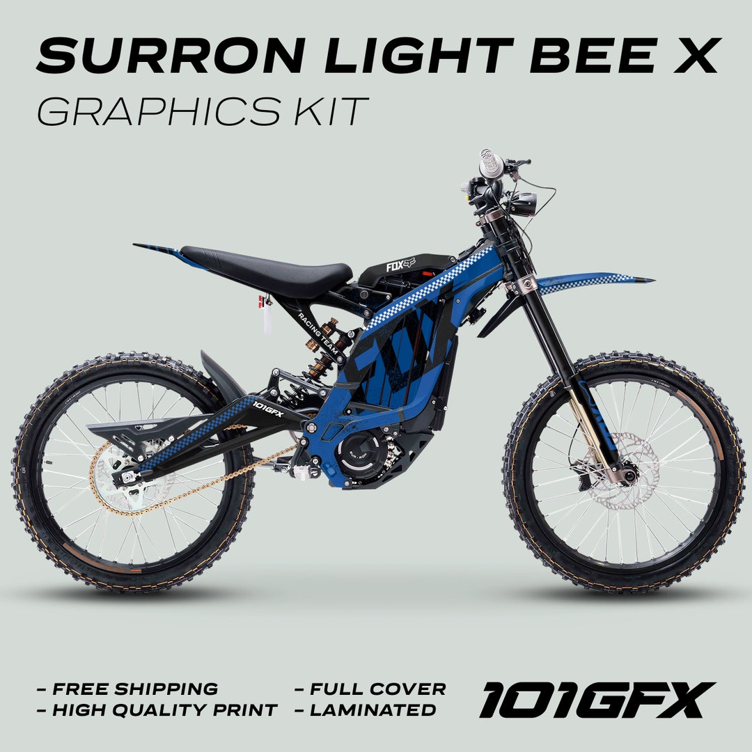 Surron Light Bee X Graphics Kit FOX DUST BLUE Black Decals Stickers ...